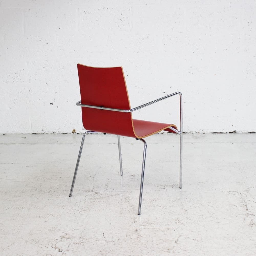 Red Stacking Canteen Chair | Red cafe chair | stacking bistro chair
