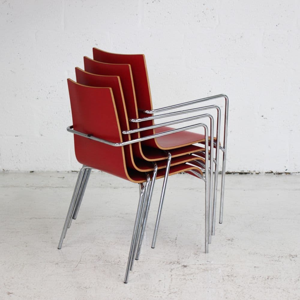 Red Stacking Canteen Chair | Red cafe chair | stacking bistro chair