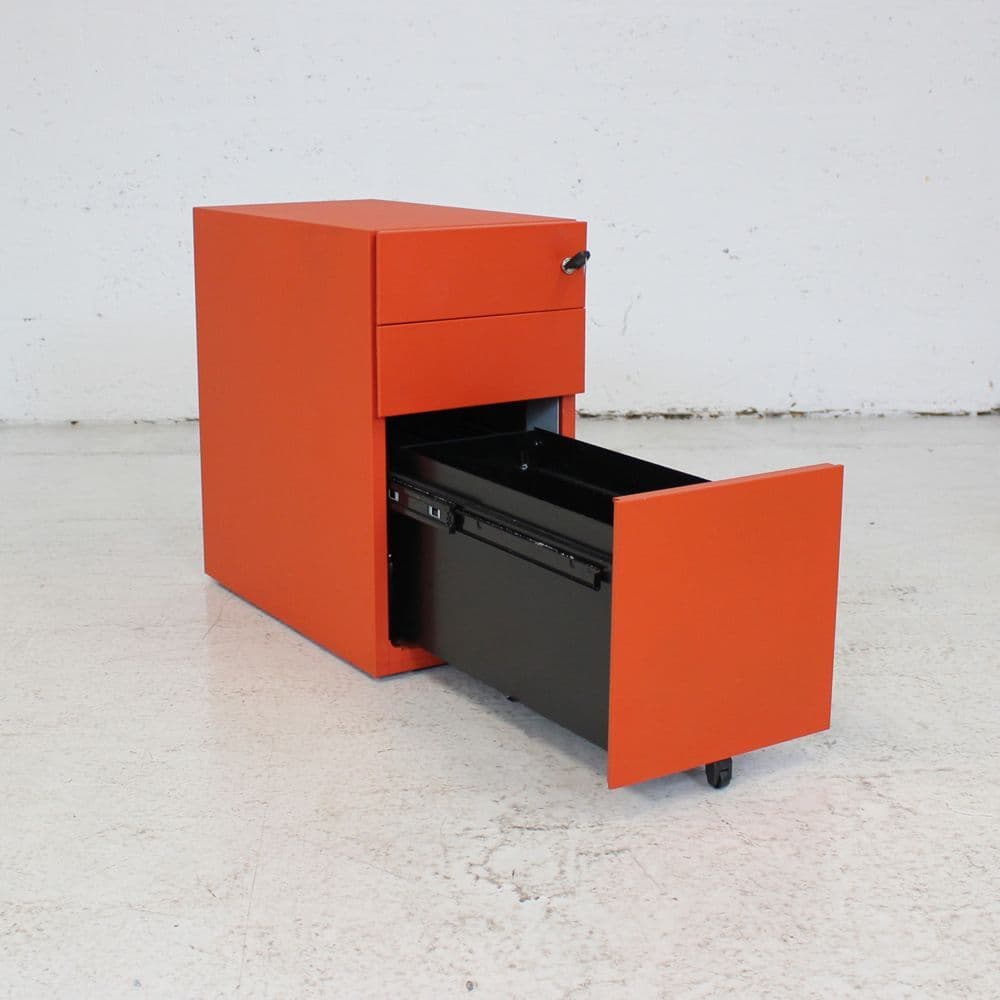 Red Under Desk Pedestal | red desk drawers | red metal drawers