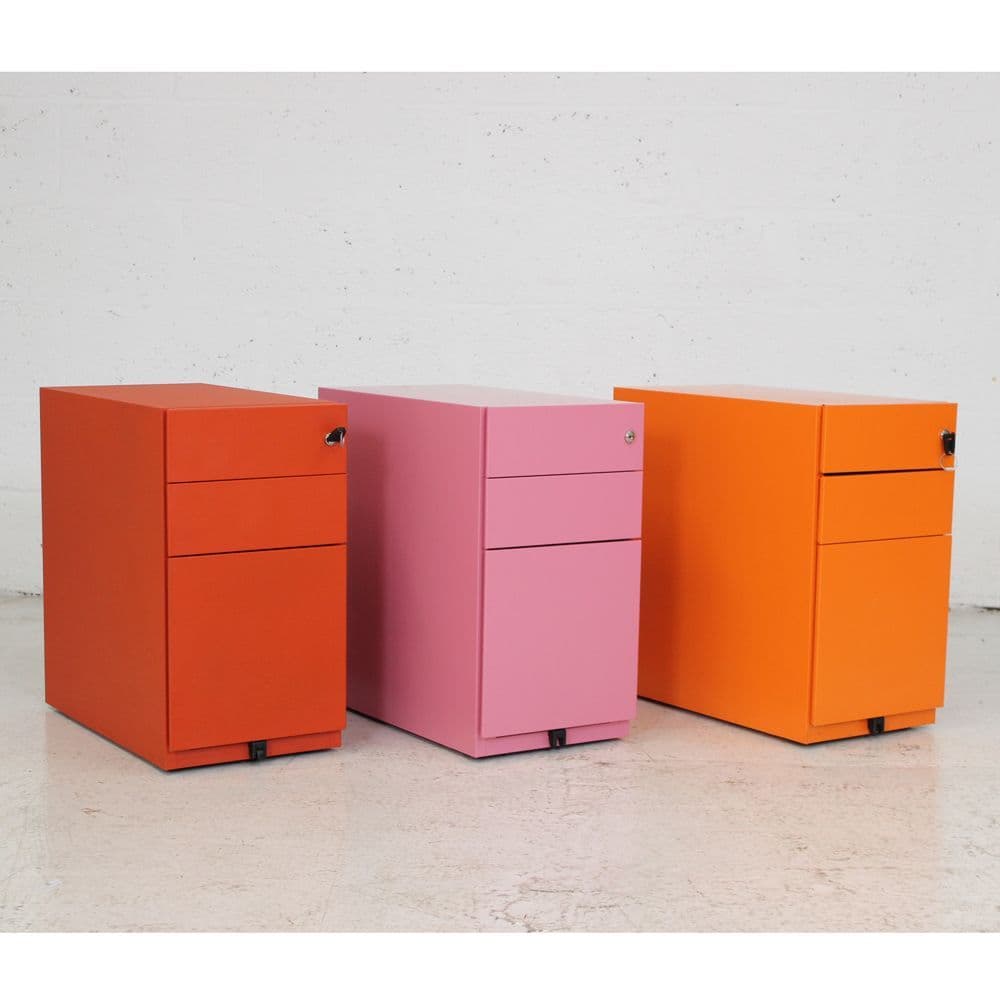 Red Under Desk Pedestal | red desk drawers | red metal drawers