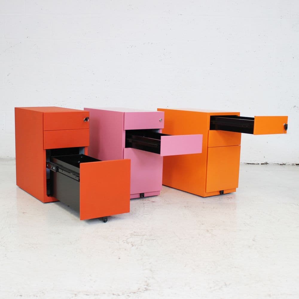 Red Under Desk Pedestal | red desk drawers | red metal drawers