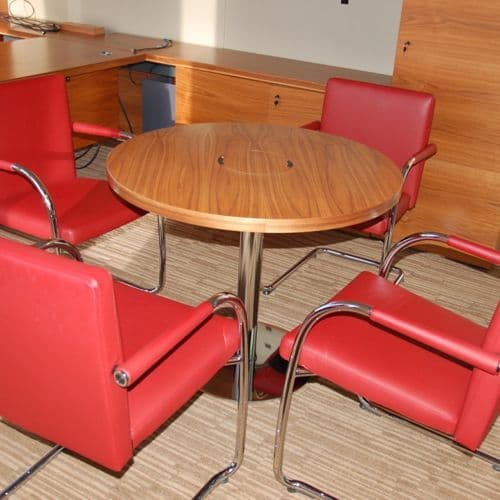 Round Walnut Veneer Table 900mm Diameter | circular table with chrome ...