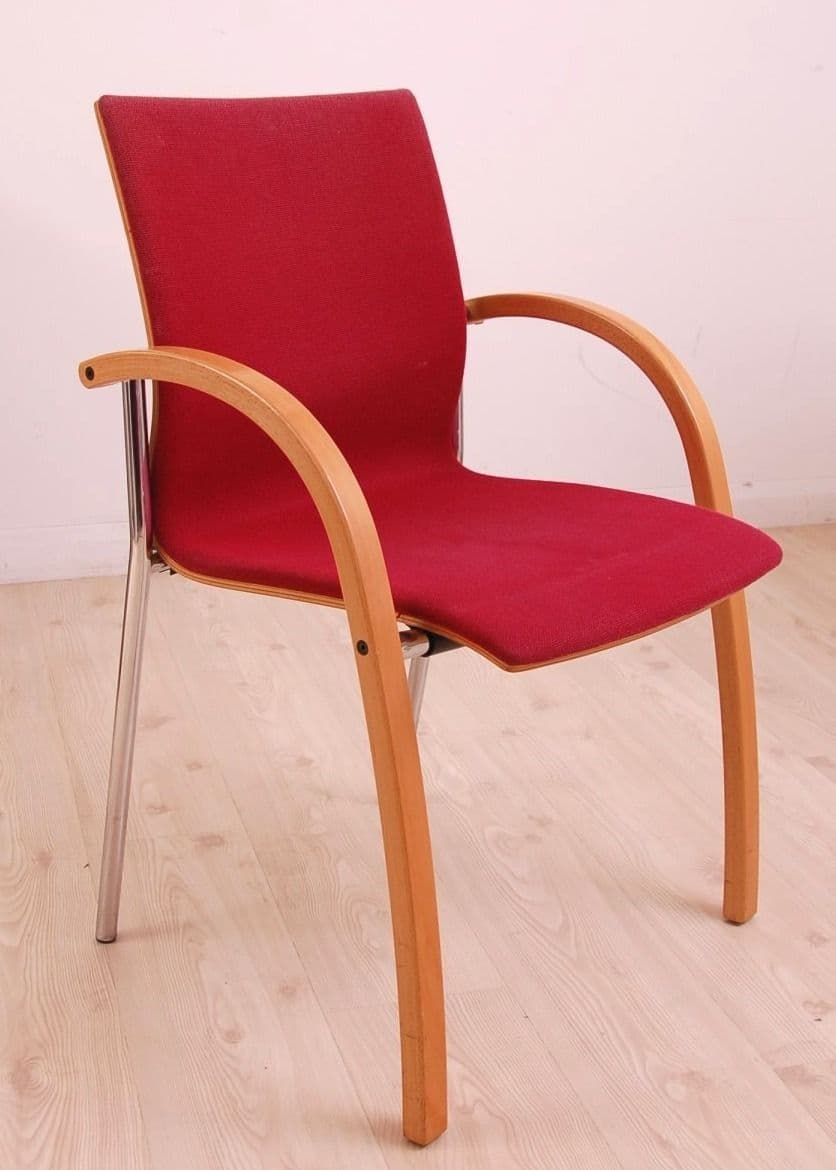 Senator Bentwood Meeting Chair | red chair with wooden frame | chair ...