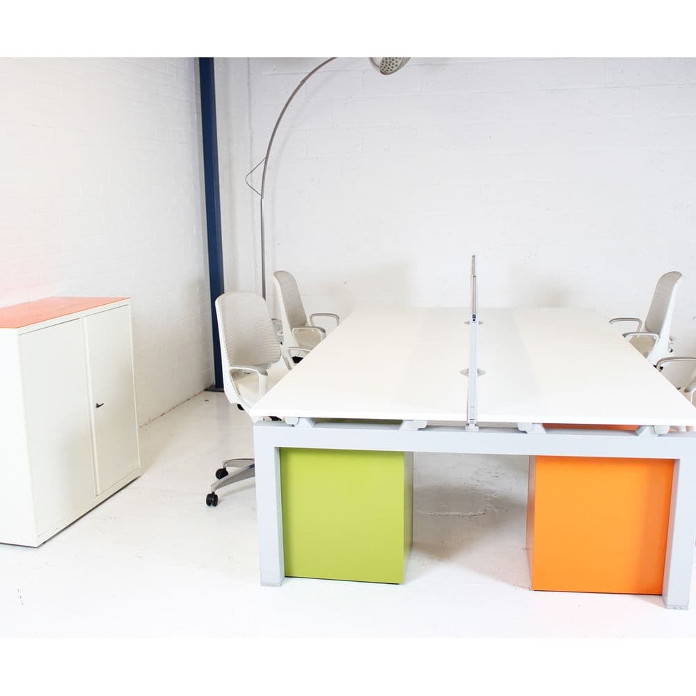 Senator Crossover Bench with screen included | white desk with silver ...