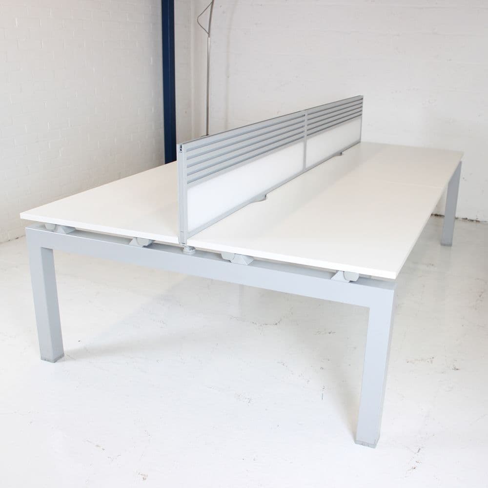 Senator Crossover Bench with screen included | white desk with silver ...