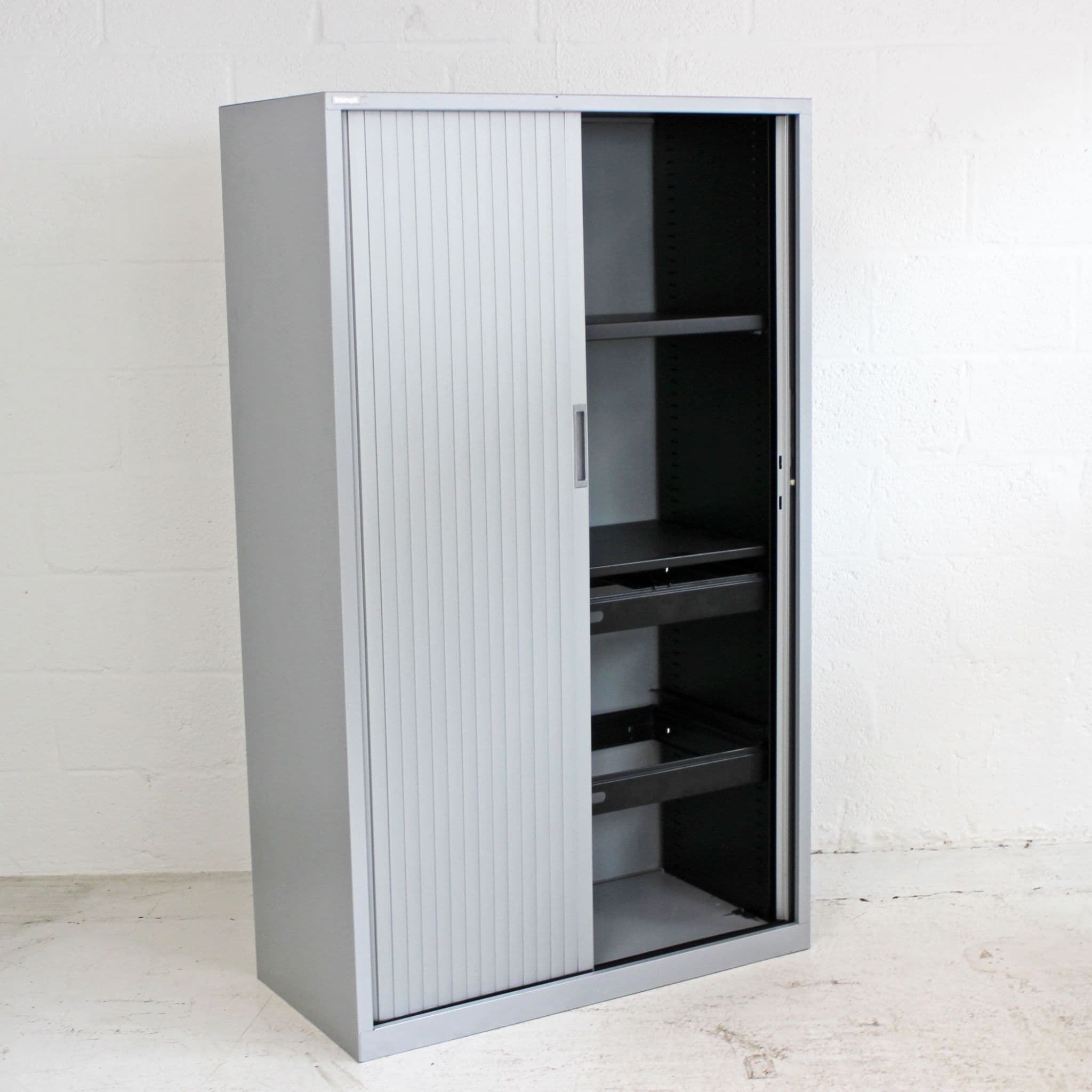 Silver Metal Double Door Tambour | Silver Tambour | Sliding Door Cupboard