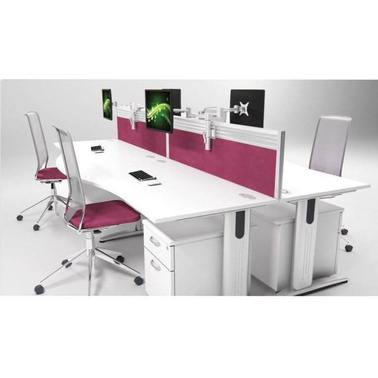 Single Wave Desk with Fixed Top | multiple user office desk | curved ...