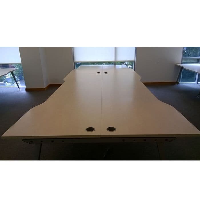 Single Wave Maple Bench Desk | bench desk system | long office desk for ...