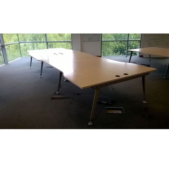 Single Wave Maple Bench Desk | bench desk system | long office desk for ...