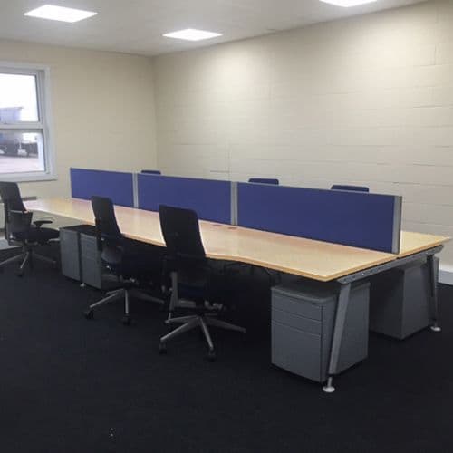 Single Wave Maple Bench Desk | bench desk system | long office desk for ...