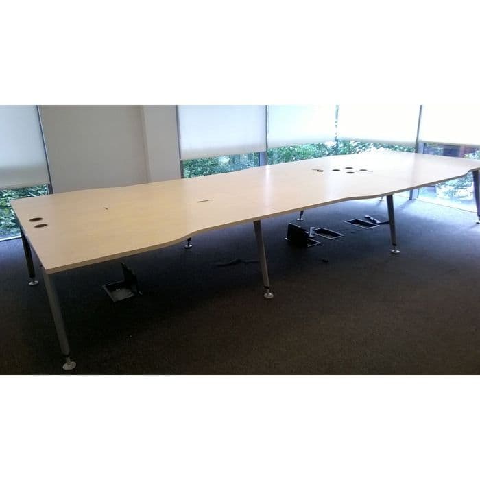 Single Wave Maple Bench Desk | bench desk system | long office desk for ...