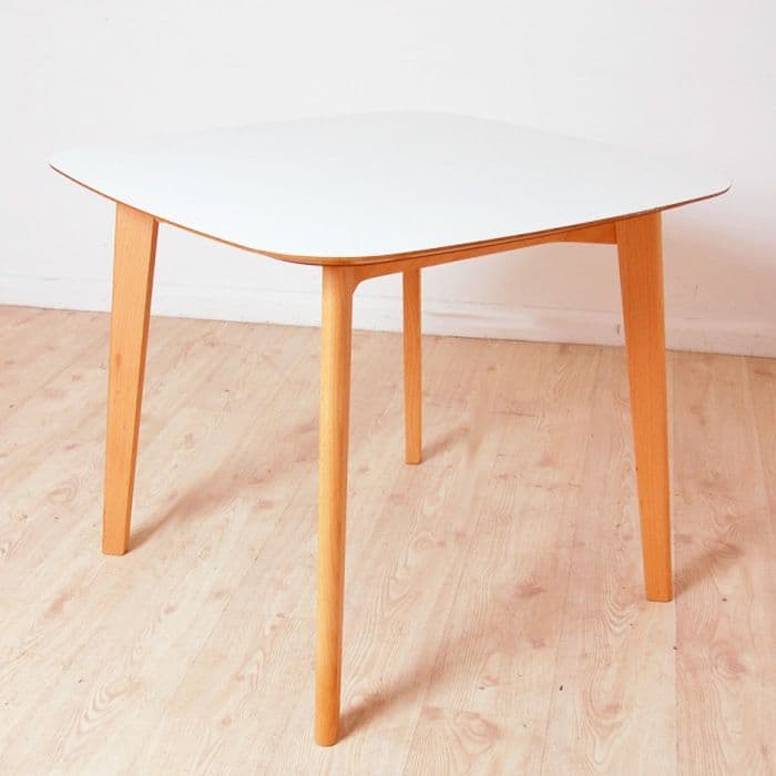 Square white top table (Allermuir) | white top table within wooden legs ...
