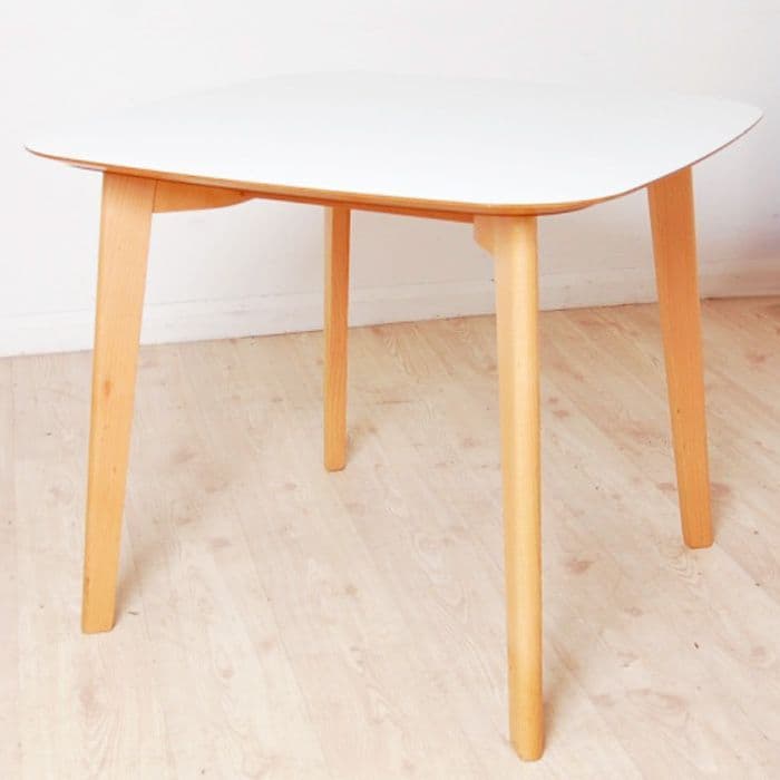 Square white top table (Allermuir) | white top table within wooden legs ...