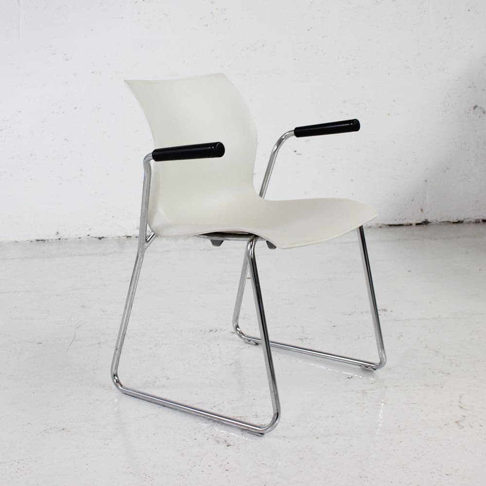 Stacking side chair with sled base | white chair | stacking chair in white