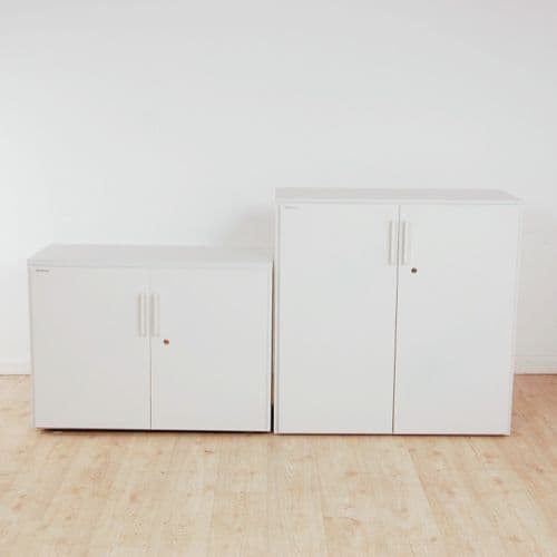 Steelcase Double Door Cupboard 1000mm High | white office storage | two ...