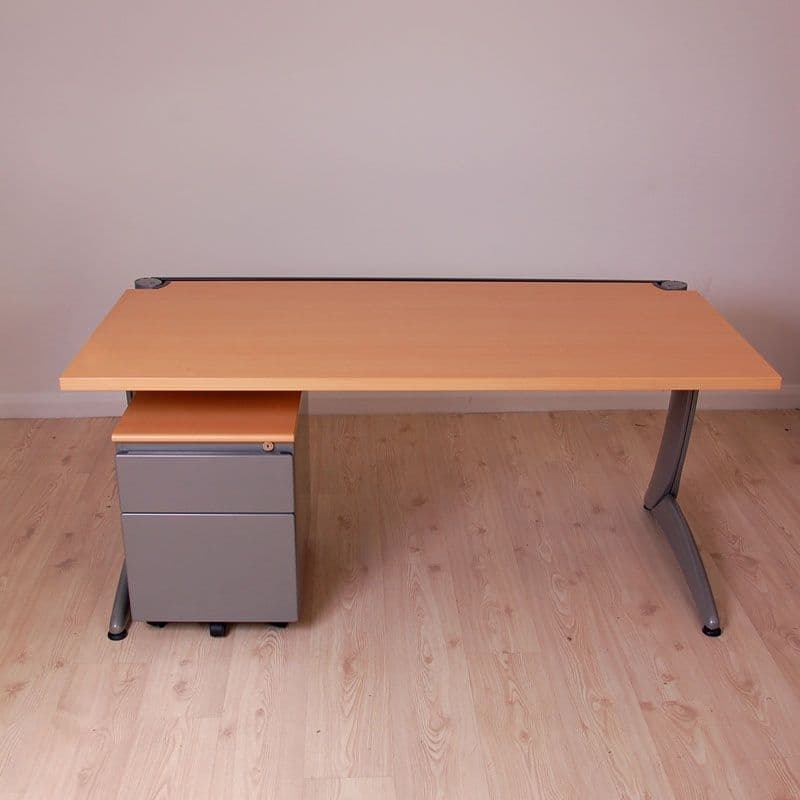 Steelcase TNT Beech Rectangular Desk 1600mm x 800mm | cantilever desk ...