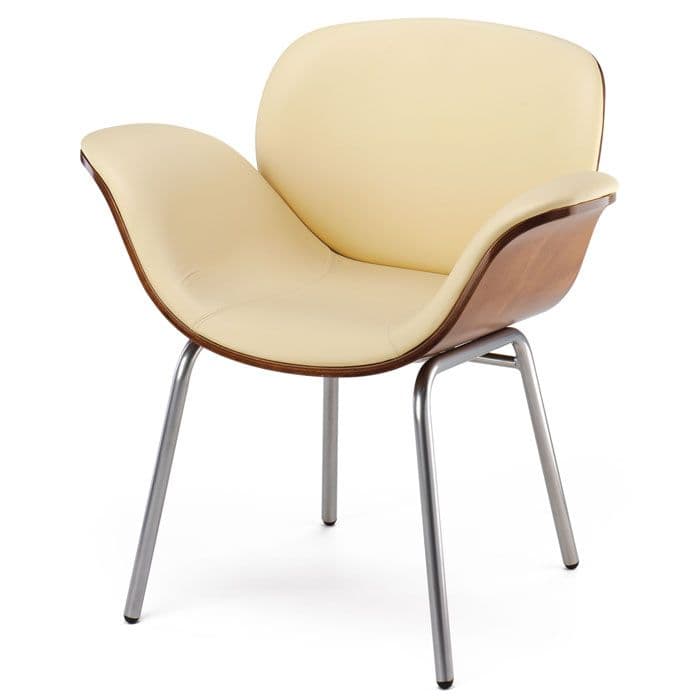 Upholstered Reception Chair with Walnut Veneer Back | chair with wood ...