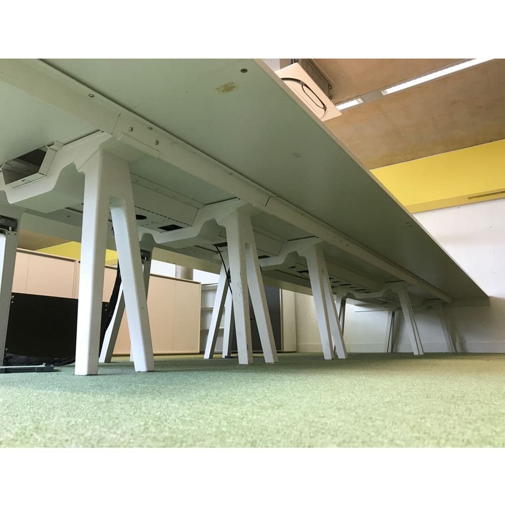 Vitra Joyn Bench Desk | white bench desk | desk with lamps