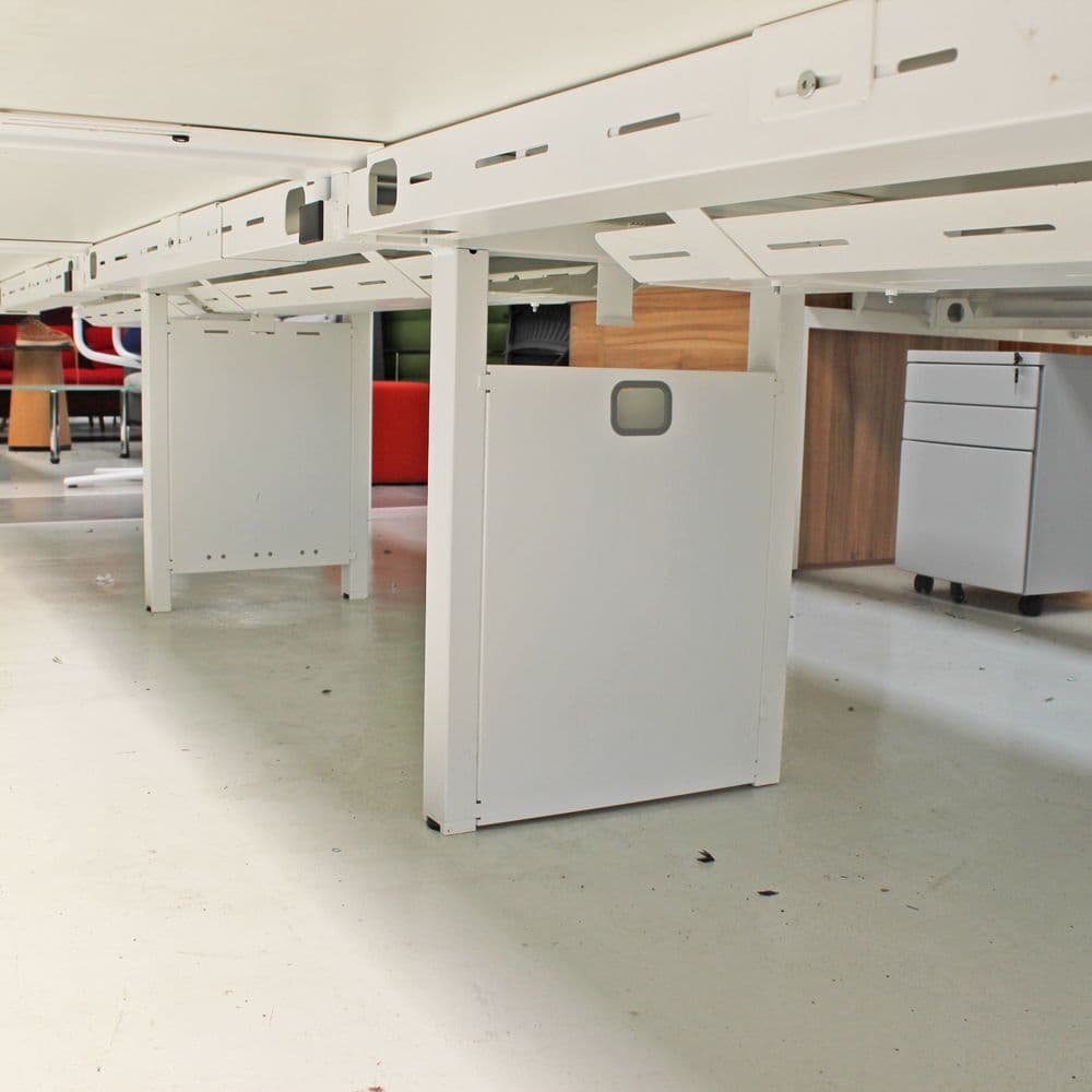 White Bench Desk with Sliding Tops and Screens | White Desk | Multi ...