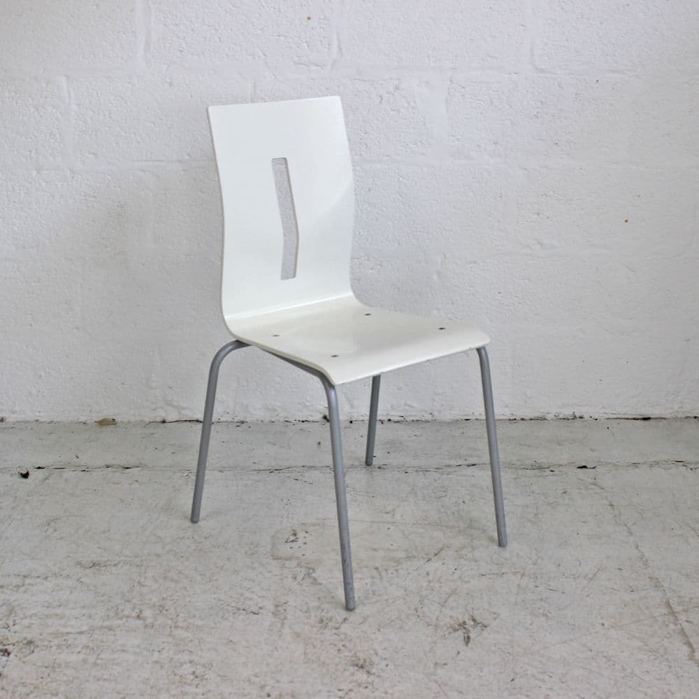 White Canteen Chair | Wooden Bistro Chair | White Cafe Chair