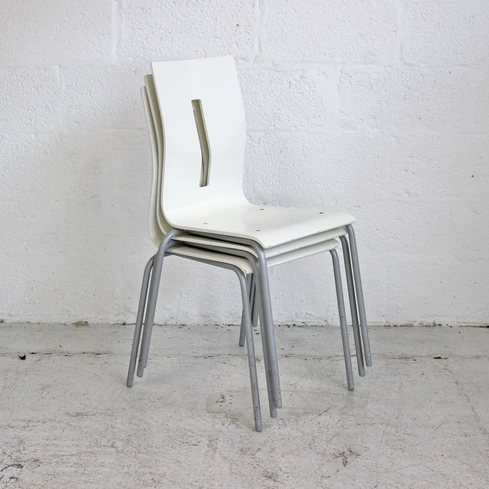 White Canteen Chair | Wooden Bistro Chair | White Cafe Chair