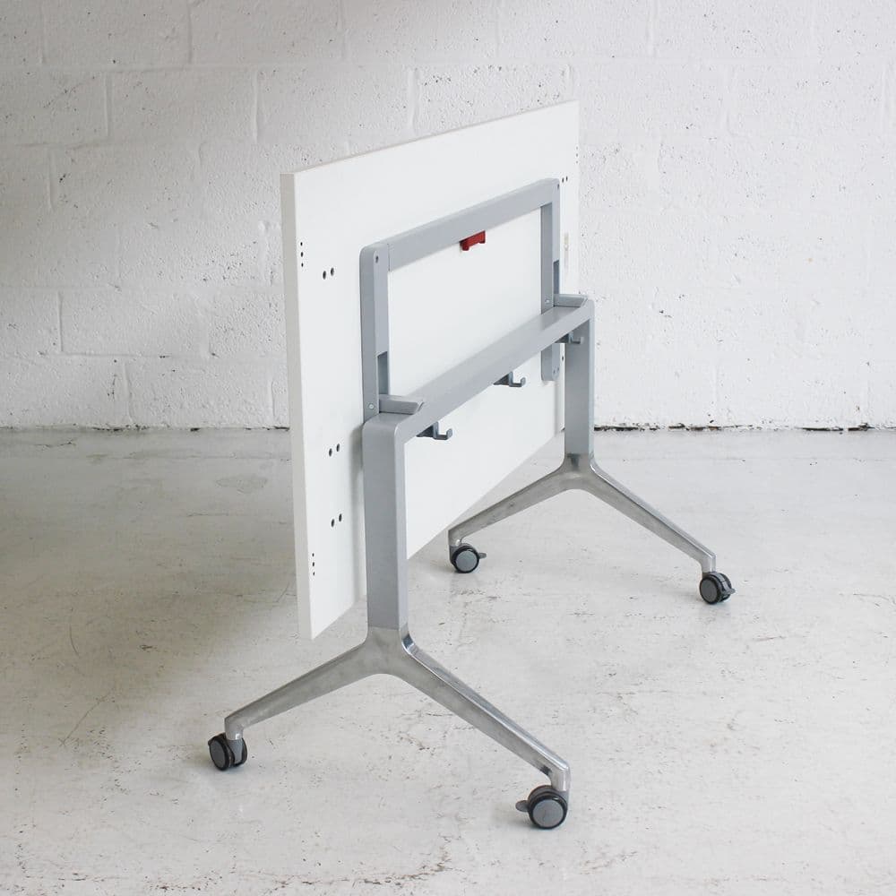 White Flip Top Table on castors | folding table | table on wheels
