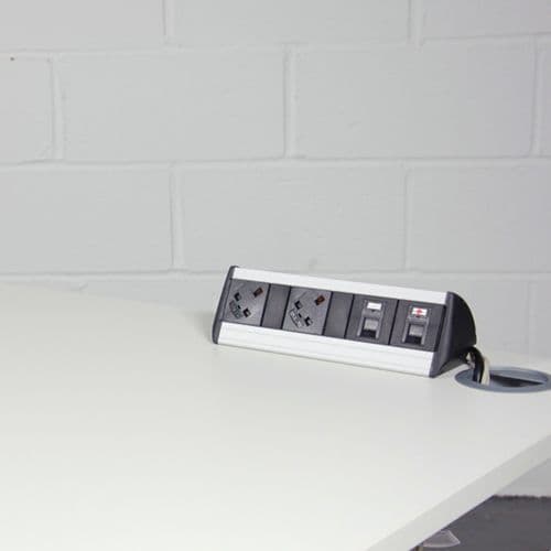 White Flip Top Table with desk mounted power modules | folding table ...