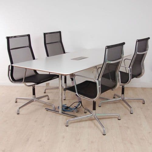 White HOWE Tempest Meeting Table with Power Module | rectangular table ...