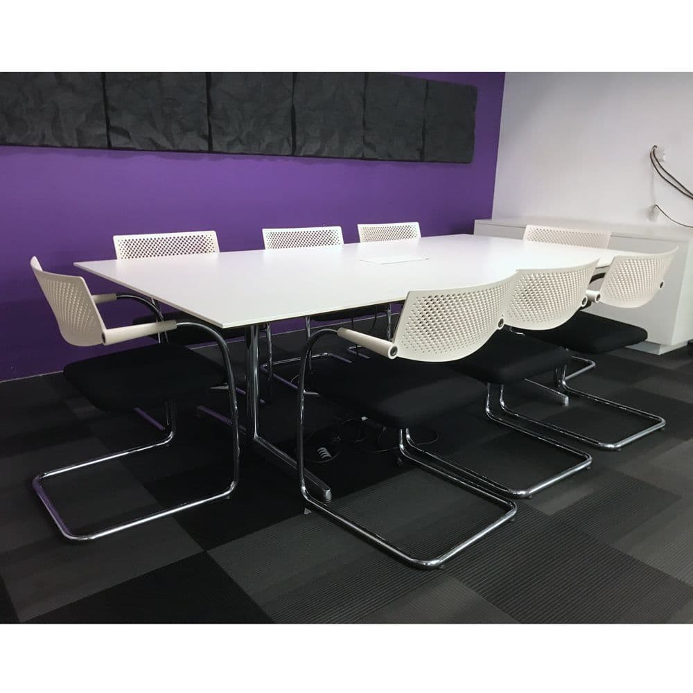 White Meeting Table 2400mm x 1200mm | white boardroom table ...