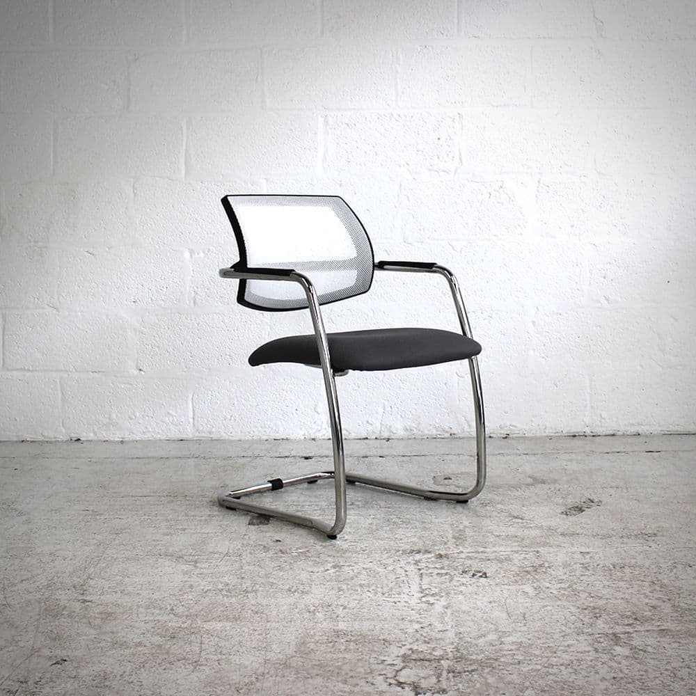 White Mesh Back Meeting Chair | Chrome Frame Meeting Chair | White ...