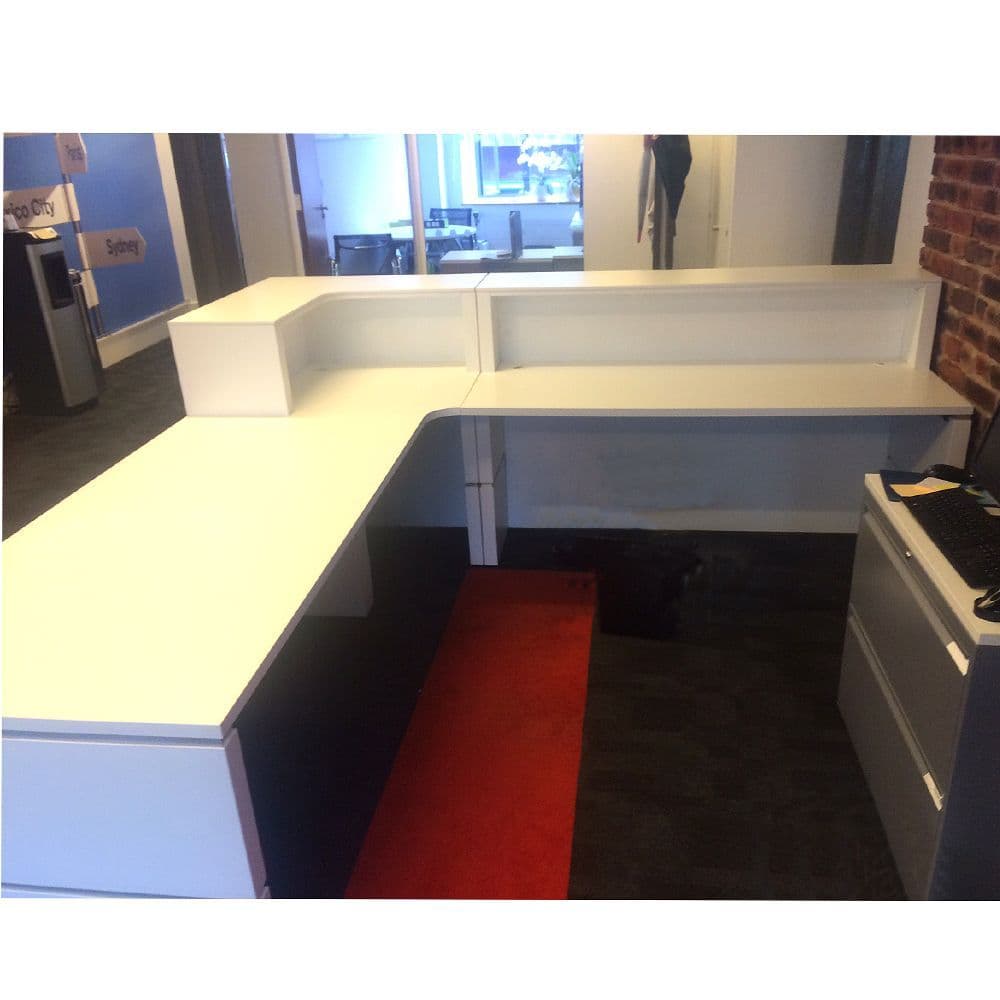White Modern Reception Desk | reception unit | 90 degree desk for reception