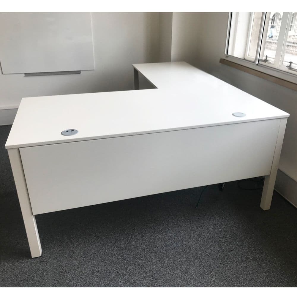 White Radial Desk 1600 x 1800 | L Shaped Desk | Corner Desk