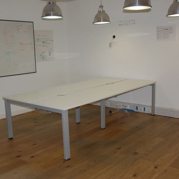 White Senator Freeway Bench Desk with Cable Management | bench desking ...