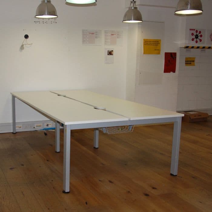 White Senator Freeway Bench Desk with Cable Management | bench desking ...