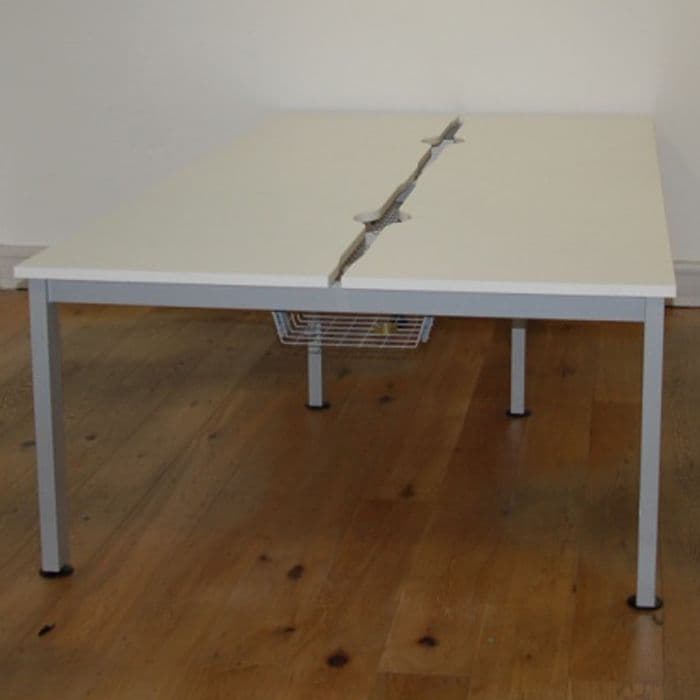 White Senator Freeway Bench Desk with Cable Management | bench desking ...