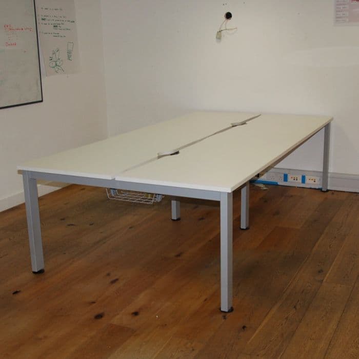 White Senator Freeway Bench Desk with Cable Management | bench desking ...