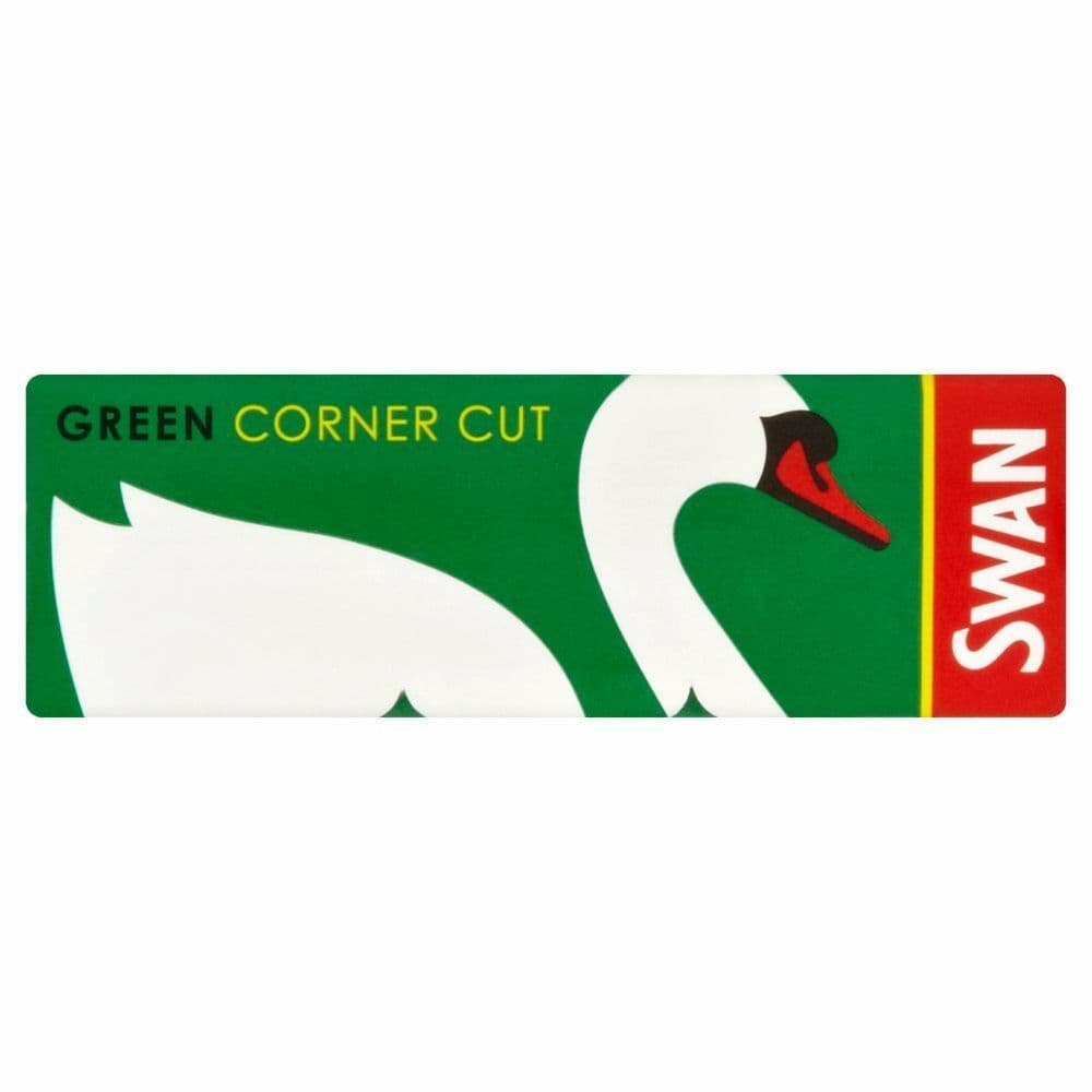 Full Box 100 Booklets of Swan Green Corner Cut Cigarette Rolling Papers