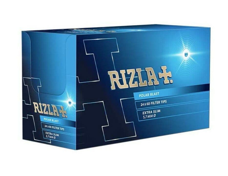 Full Box of 24 Packs Rizla Polar Blast Filter Extra Slim Tips with ...