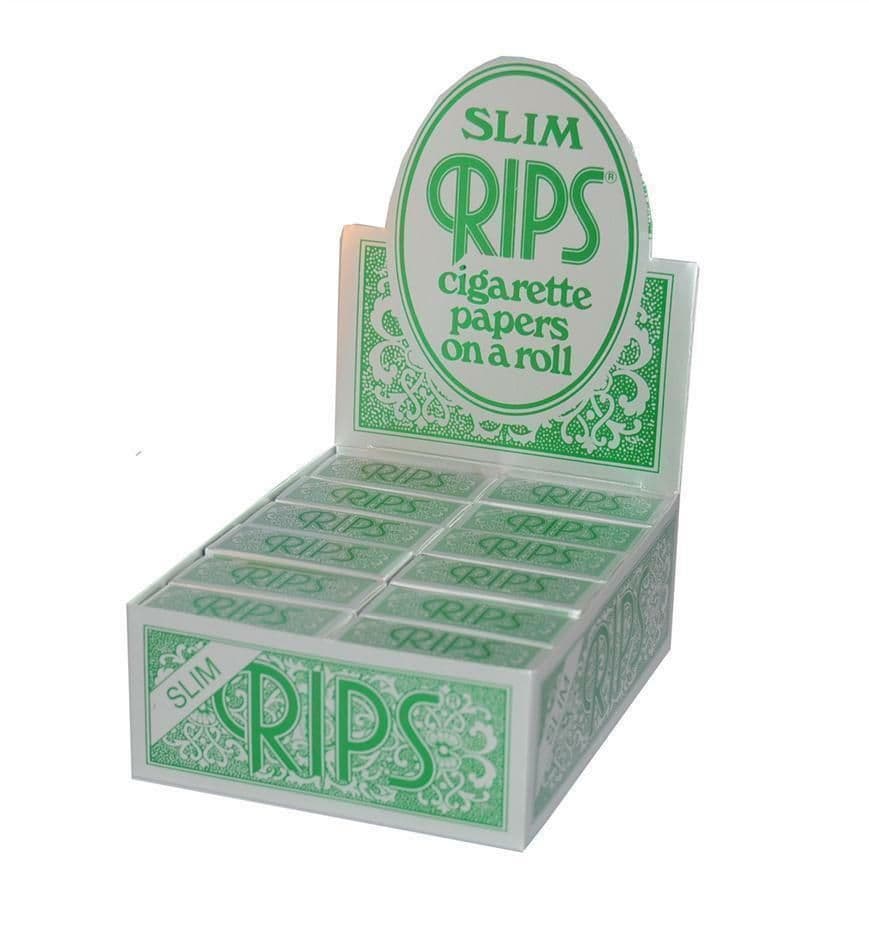 Full Box of 24 Rolls RIPS Slim Green Cigarette Rolling Papers 44mm Wide