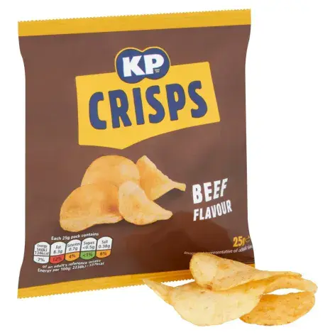 KP Beef Flavour Potato Crisps 25g x 48 Packs