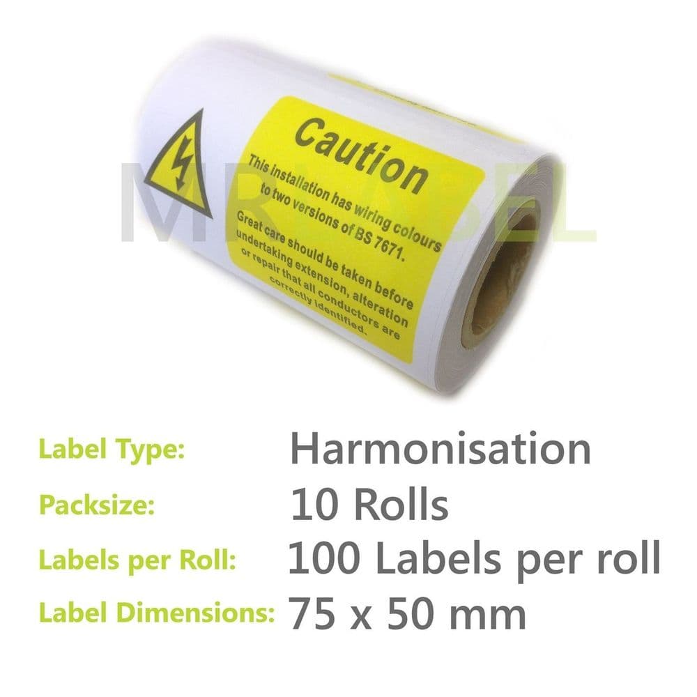 1000x Wiring Colours to Two Versions of BS7671 Harmonisation Labels 10 ...