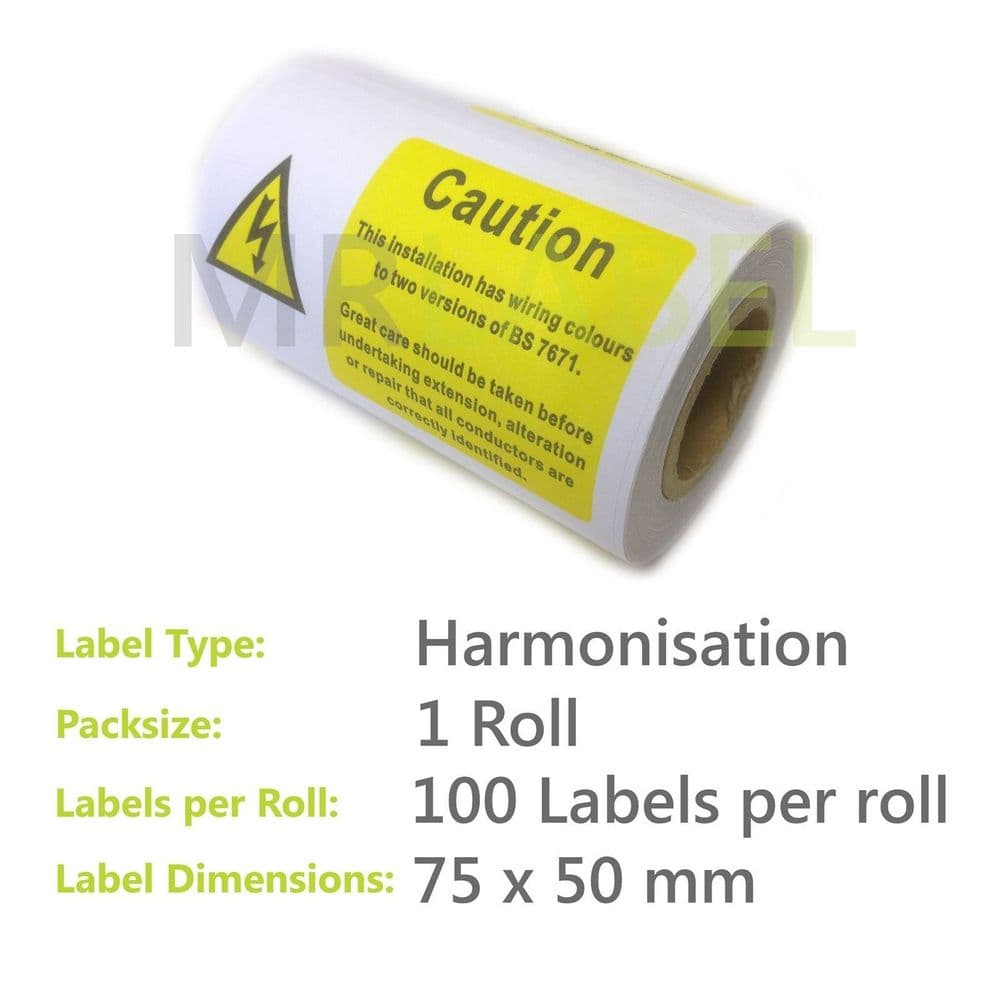 100x Wiring Colours to Two Versions of BS7671 Harmonisation Label Roll ...