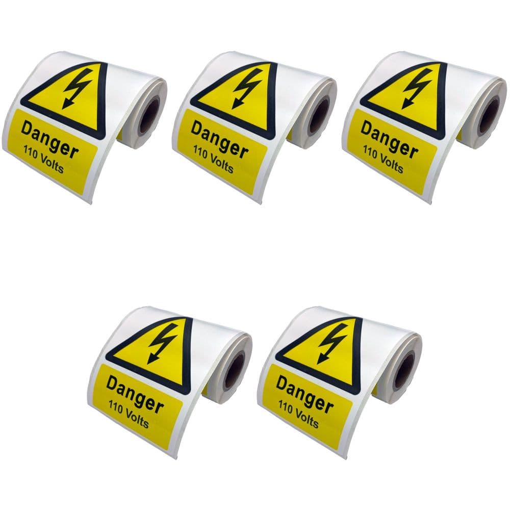 500x DANGER 110 Volts Electrical Safety Sticky Labels 5 Rolls 75x100mm ...