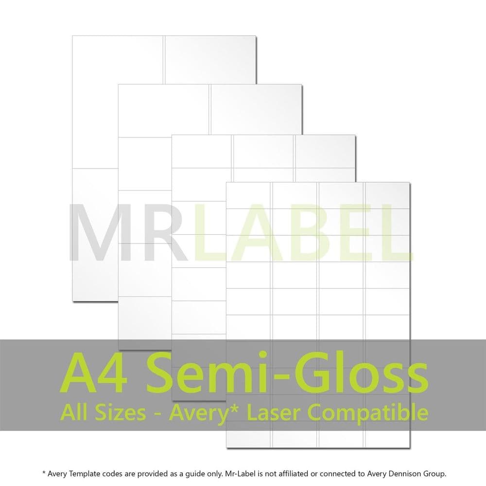 A4 Semi-Gloss Labels - All Sizes / Types - Laser Compatible