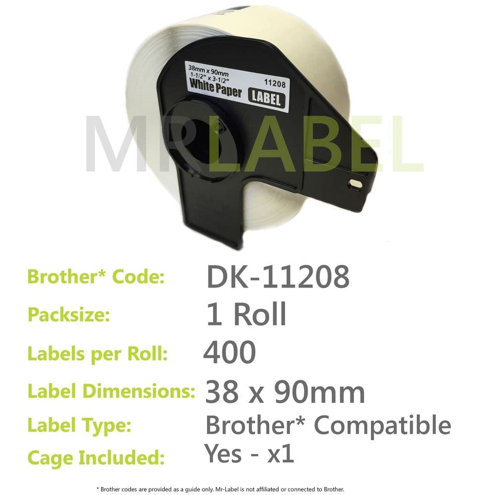 Brother Compatible Labels DK-11208 with 1x Re-useable Cartridge