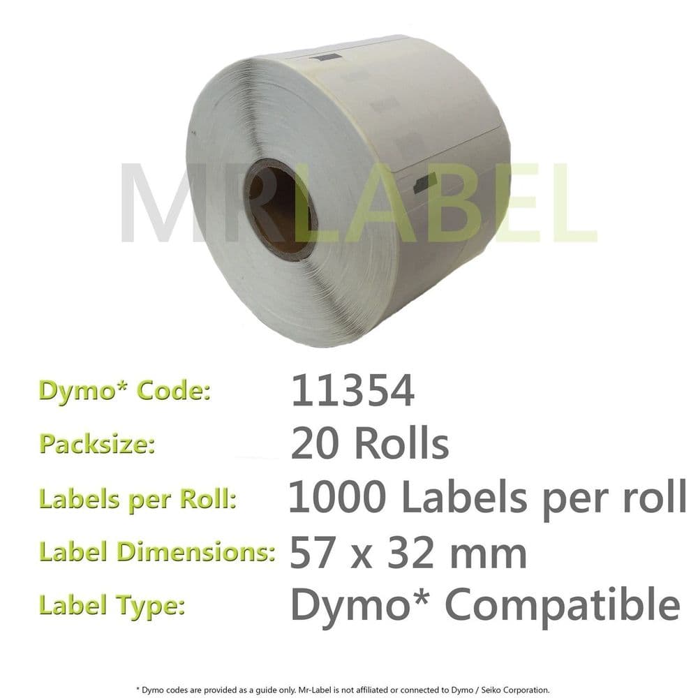 Dymo 11354 Compatible Roll of Labels 20 Rolls