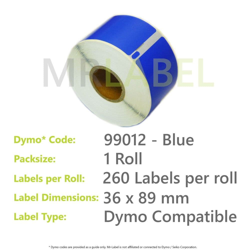 Dymo 99012 Compatible Roll Labels - Blue