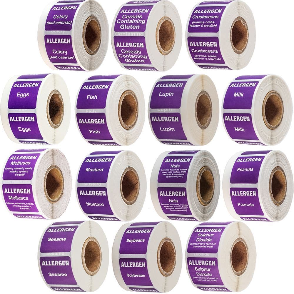 Individual Allergen Alert Stickers - Starter Pack of 14 Rolls