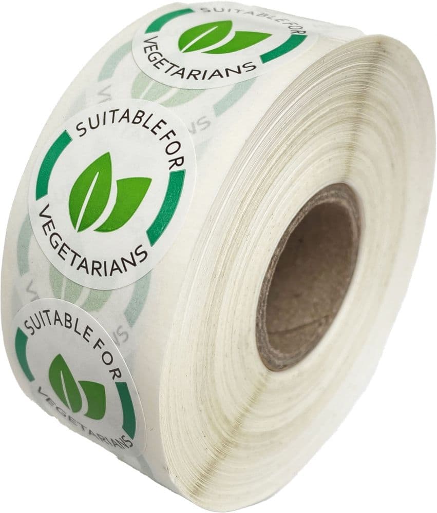 Mr-Label Suitable for Vegetarians 25mm Labels - 1000 Labels Per Roll