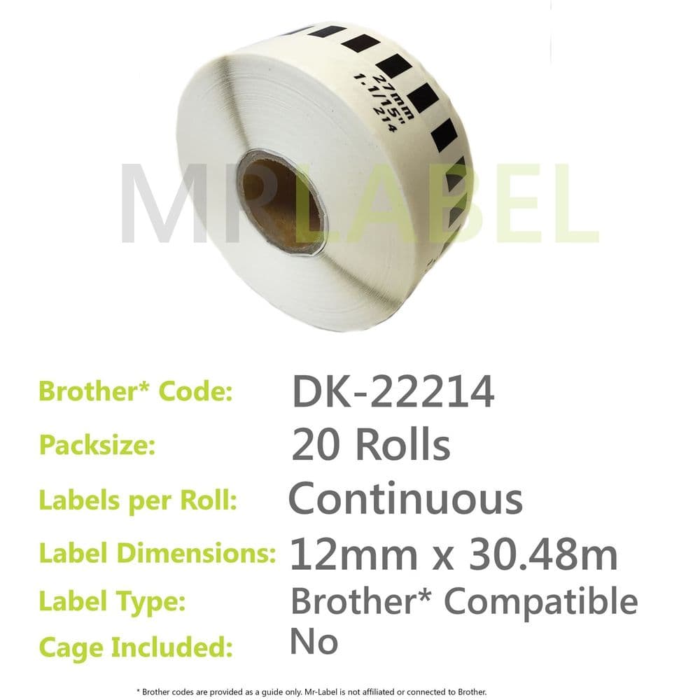 Pack of 20 Brother Compatible Labels DK-22214